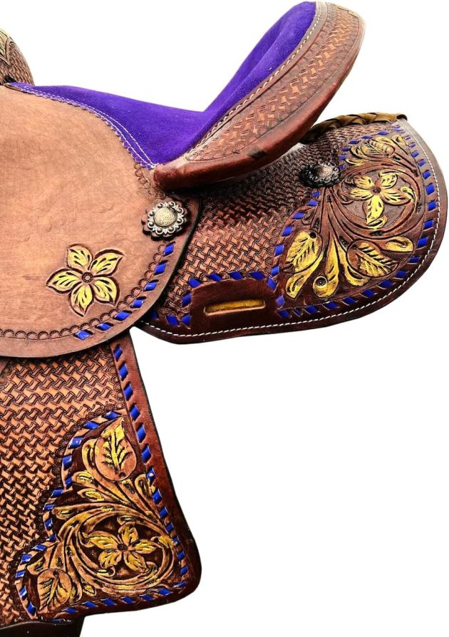 8″ Kids Western Miniature Horse Trail Mini Leather Saddle Floral Tooled ...